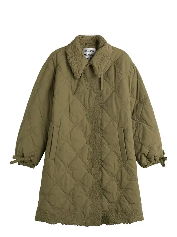 DAMSON MADDER Avery Quilted Coat Jacket - Olive