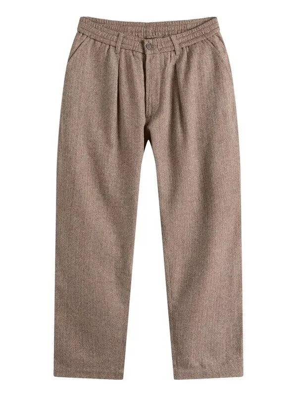 Universal Works Wool Herringbone Pleated Track Pant - Brown