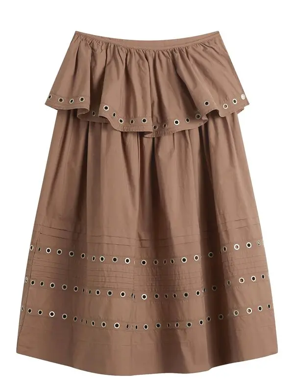 DAMSON MADDER Anika Eyelet Skirt - Tan