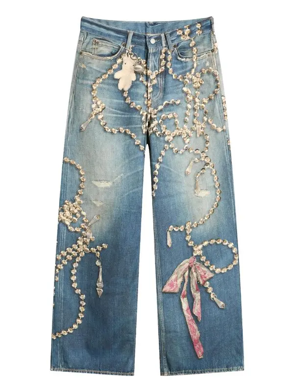 Acne Studios Jewellery Printed Jeans - Mid Blue