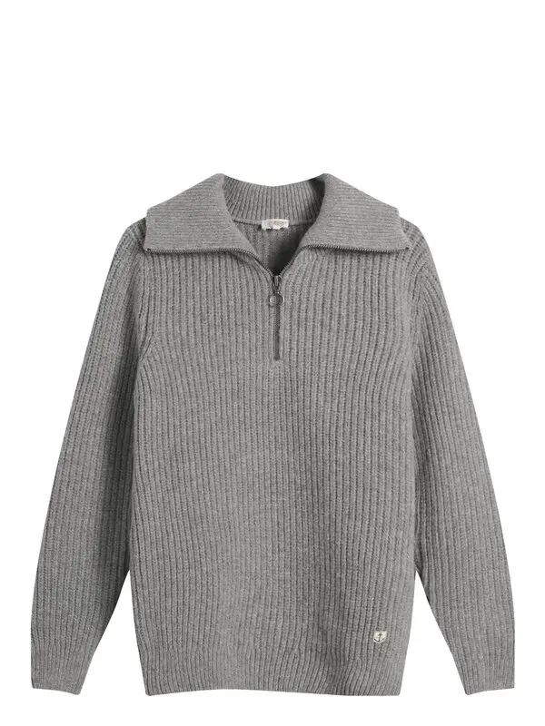 Armor Lux Half Zip Rib Knit Jumper - Slate