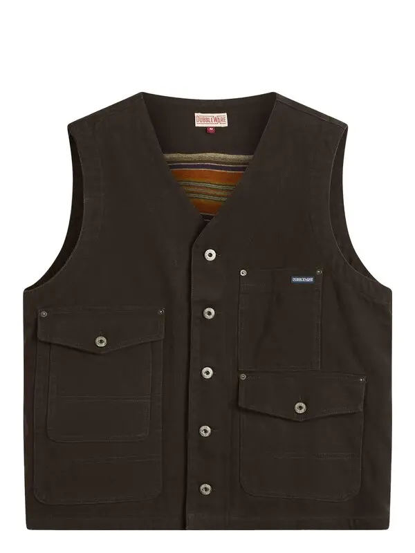 DUBBLEWARE Bradford Multi Pocket Field Vest Jacket - Olive