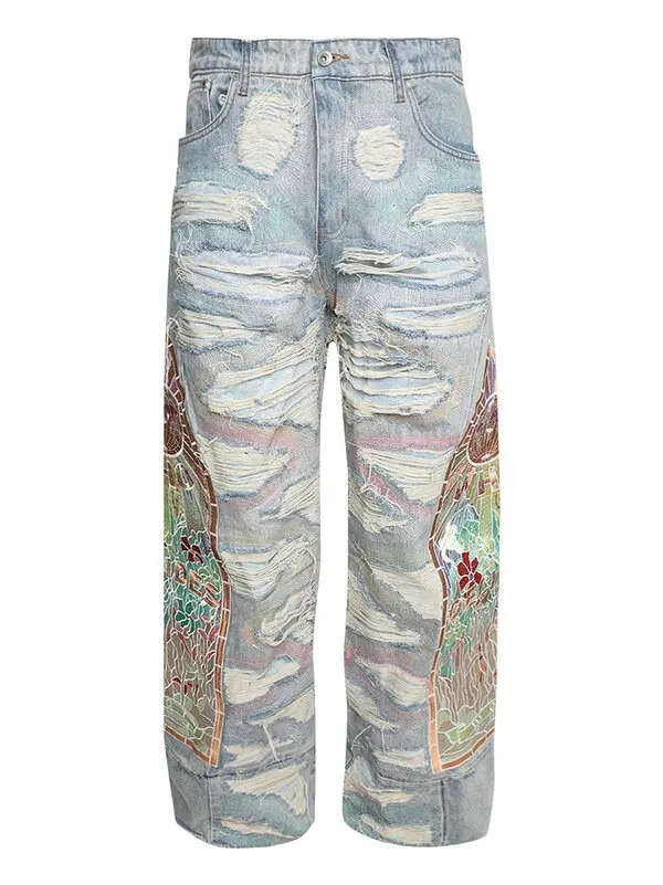 WHO DECIDES WAR Side Embroidery Denim - Multicolor