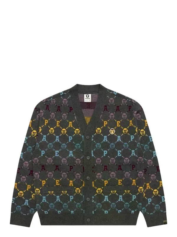 AAPE BY *A BATHING APE Logo-pattern V-neck Cardigan - Neutrals