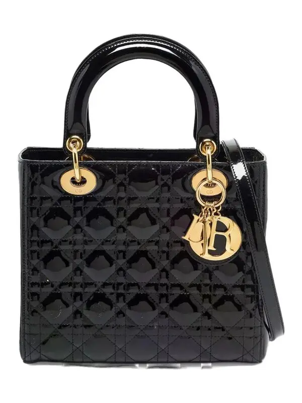 Dior 2015 Medium Lady Cannage Tote Bag - Black