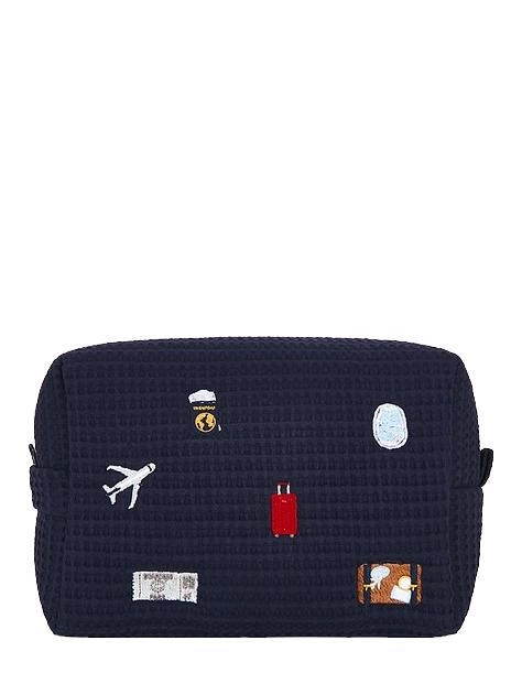 ABBODE Jet Set Traveler Icons Waffle Pouch - Navy