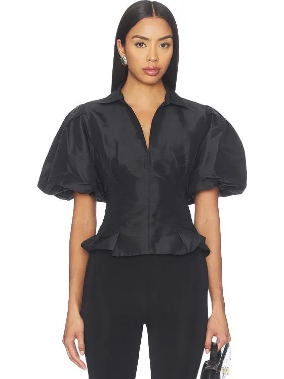 Simkhai Nessa Short Sleeve Top - Black