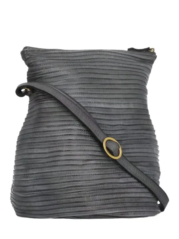 Maje Textured Leather Shoulder Bag - Grey