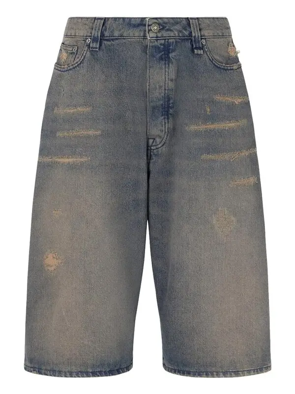424 Big Daddy Wide-leg Distressed Denim Shorts - Blue