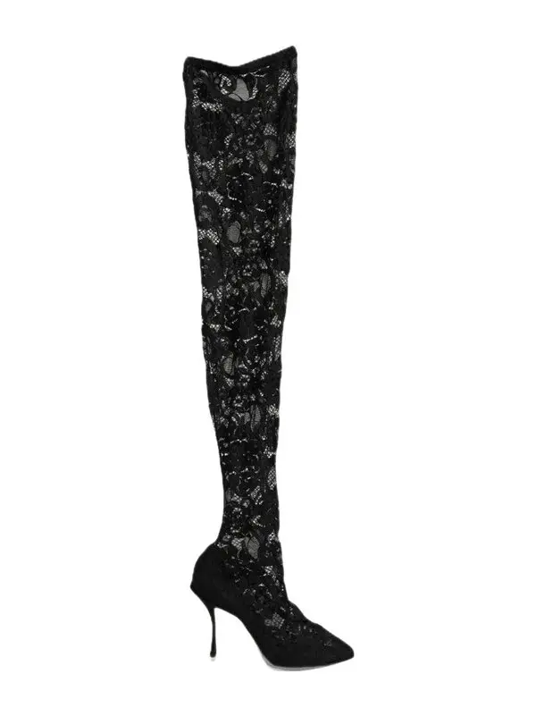 Dolce & Gabbana Taormina Lace Over-the-knee Boots - Black