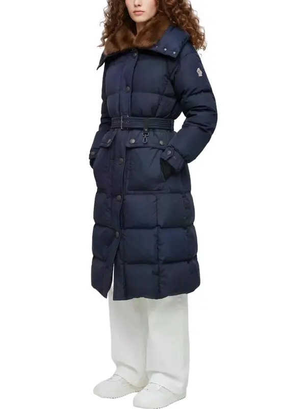Moncler Gelissette Shearling-collar Down Coat - Blue