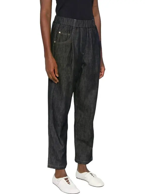 Brunello Cucinelli Pleated Elasticated-waist Jeans - Blue
