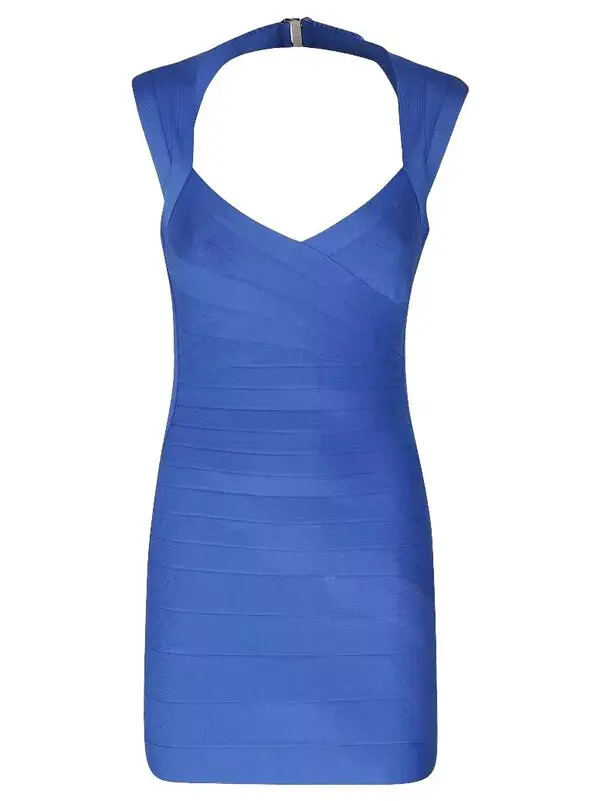 Herve Leger The Jamie Bandage Halterneck Mini Dress - Blue