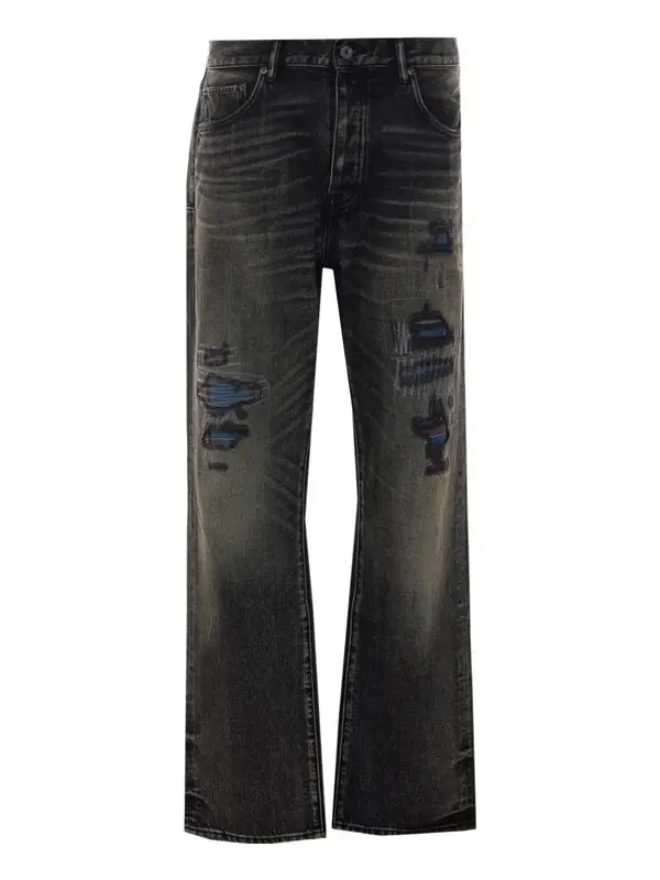 PURPLE BRAND Distressed Relaxed-fit Jeans - Black