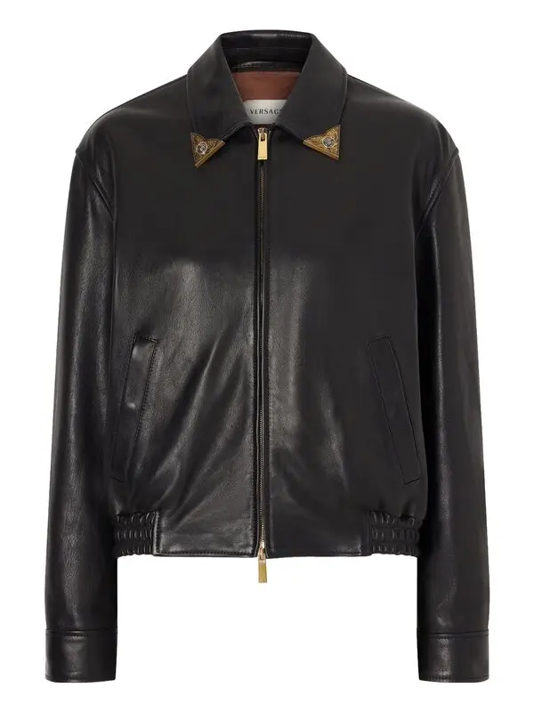 Versace Medusa-embellished Leather Blouson Jacket - Black