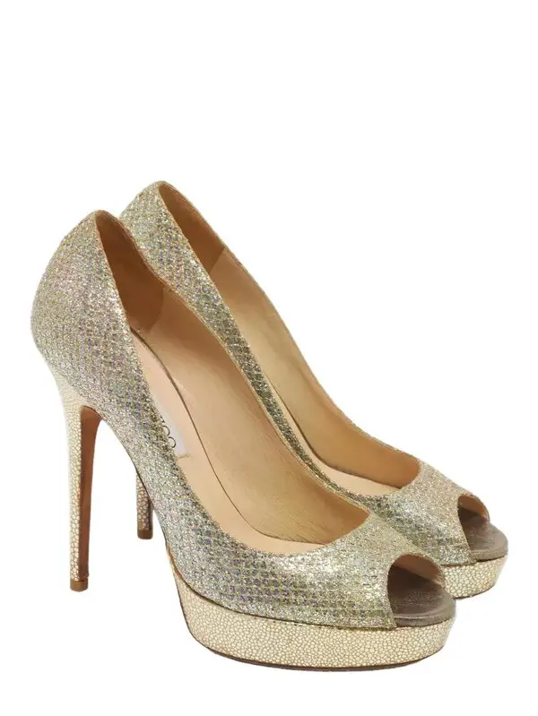 JIMMY CHOO Crown Peep-toe Platform Pumps - Silver