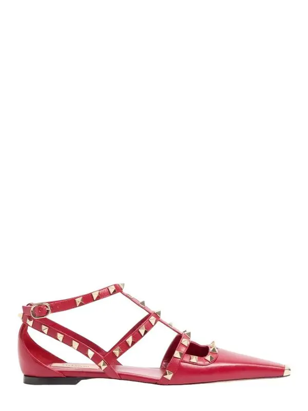 Valentino Garavani Rockstud Kidskin Ballerinas - Red