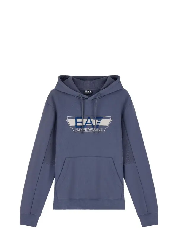 Emporio Armani Hoodie Visibility Regular Fit Cotton Blend With Logo - Gray