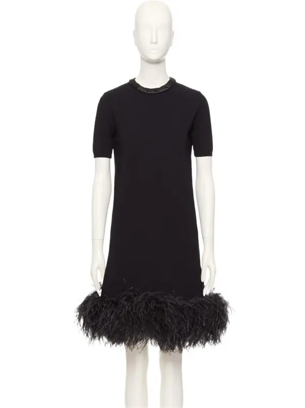 Valentino Garavani Short Embroidered Knit Dress - Black
