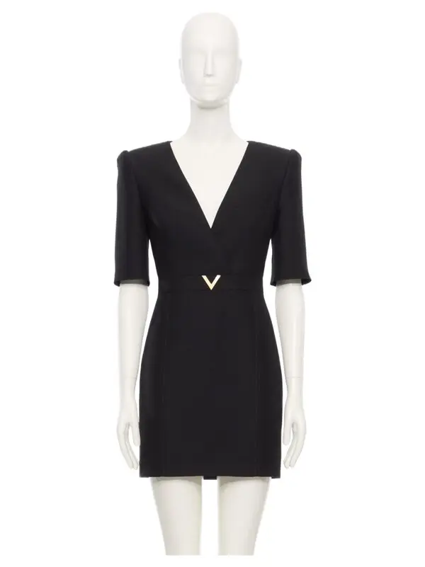 Valentino Garavani Short Dress In Crepe Couture - Black