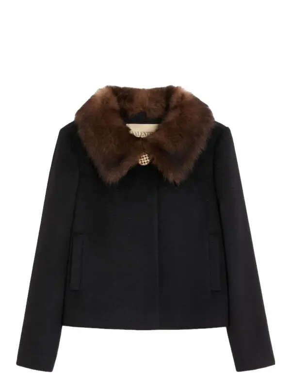 Valentino Garavani Baby Camel Drap Jacket - Black