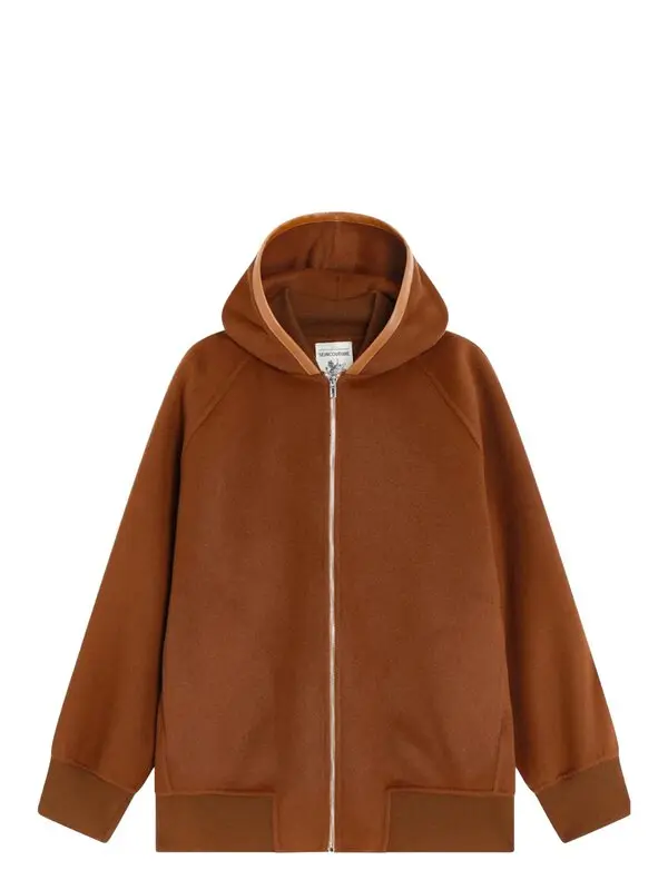 SEMICOUTURE Zip-up Hooded Jacket - Camel