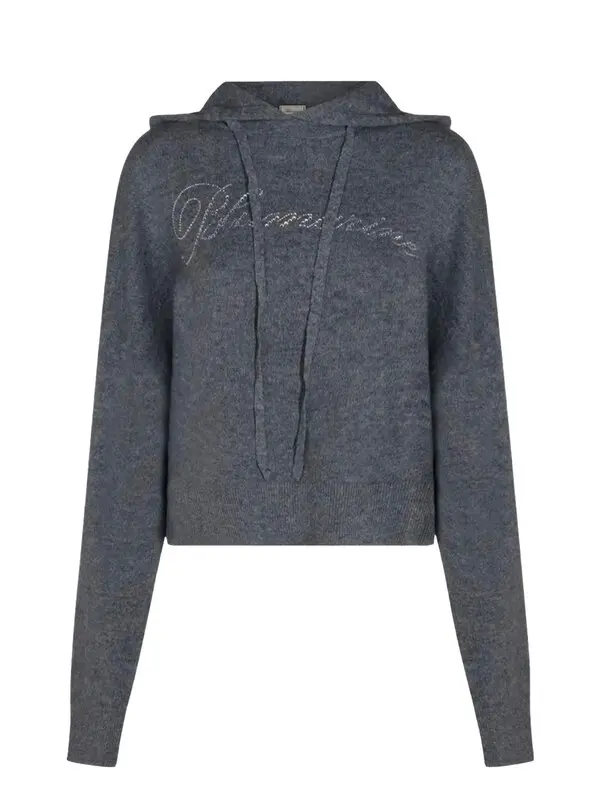 Blumarine Logo Hooded Sweater - Grey