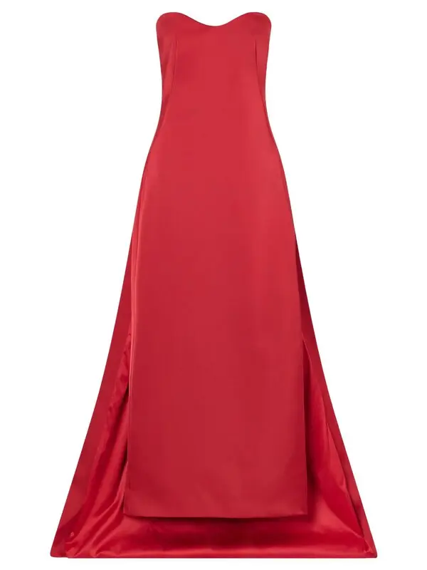 Simkhai Dinah Strapless Satin Gown - Red