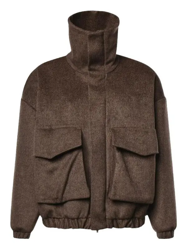 THE FRANKIE SHOP High-neck Long-sleeve Casual Jacket - Brown