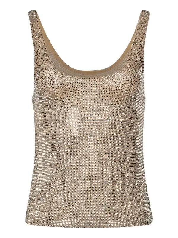 Giuseppe Di Morabito Embellished Mesh Tank Top - Gold