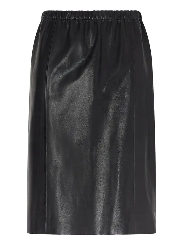 Nour Hammour Sabella Paneled Leather Midi Skirt - Black