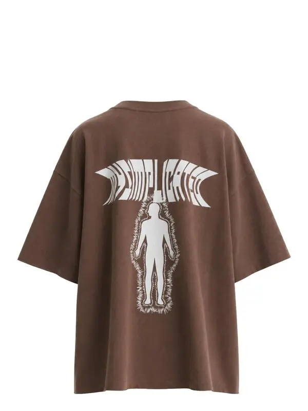 MYSIMPLICATED Oversized T-shirt With Frequency Earth Design W - Brown