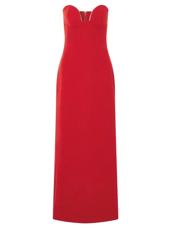 Solace London Sommer Embellished Strapless Stretch-crepe Gown - Red
