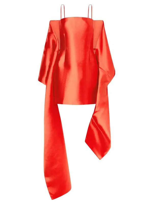 Solace London Bessette Shawl-detail Satin-twill Mini Dress - Red
