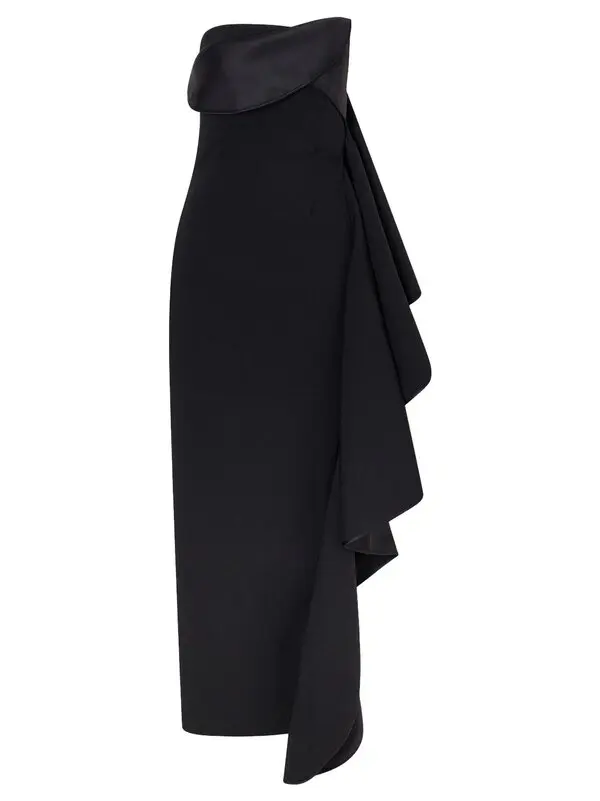 Solace London Andress Strapless Ruffled Crepe Bustier Gown - Black