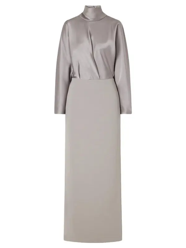 Solace London Sedgewick Satin And Stretch-knit Crepe Gown - Silver