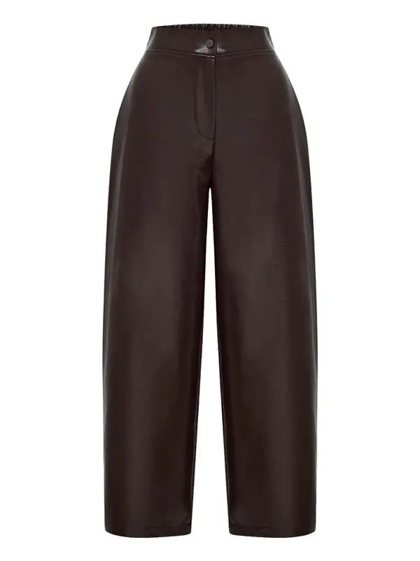 THISISU COLLECTION Penelope Wide-leg Vegan Leather Trousers – Burgundy - Red