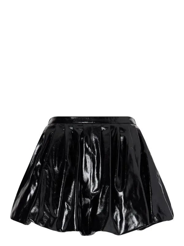 Nour Hammour Lucia Gathered Paneled Textured-leather Mini Skirt - Black