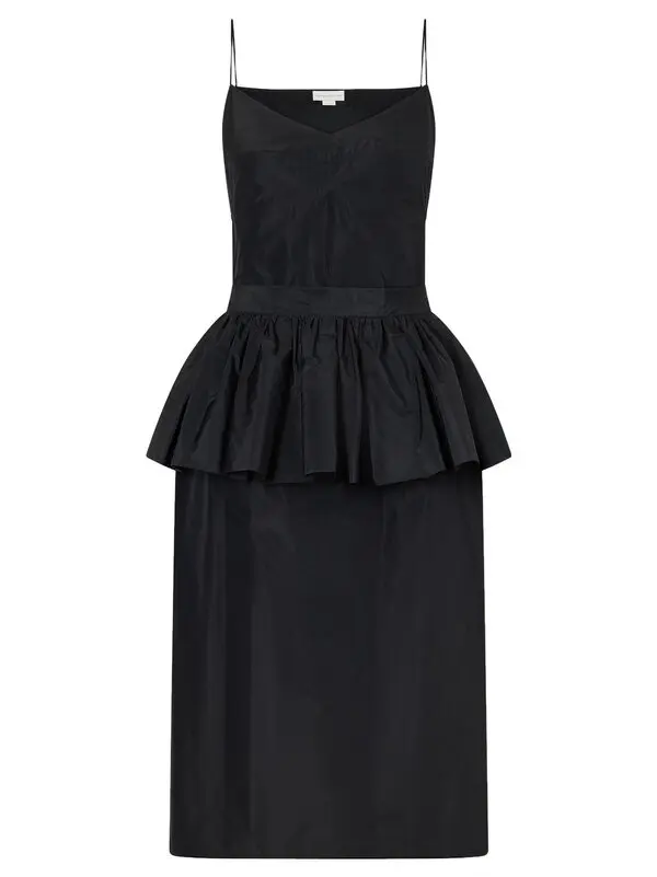 Stella McCartney Peplum Taffeta Midi Dress - Black