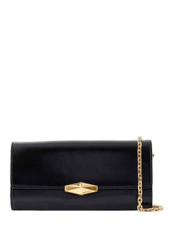 JIMMY CHOO Cinch Leather Clutch - Black
