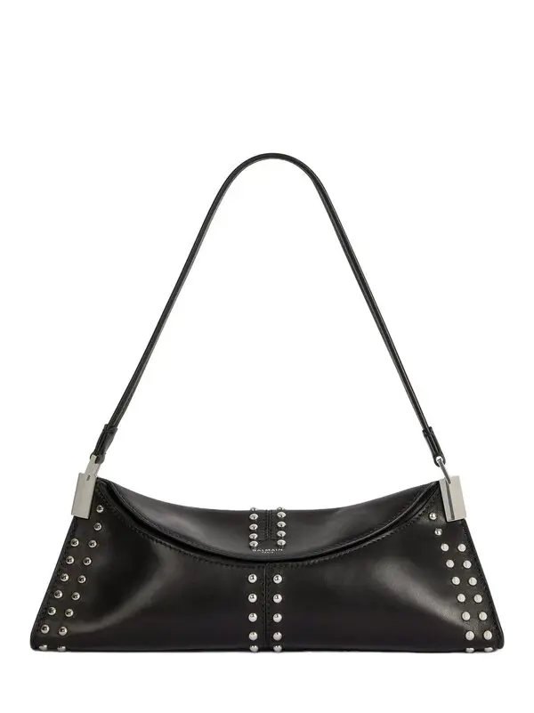 Balmain 64-83 Small Bag In Studded Smooth Leather - Black