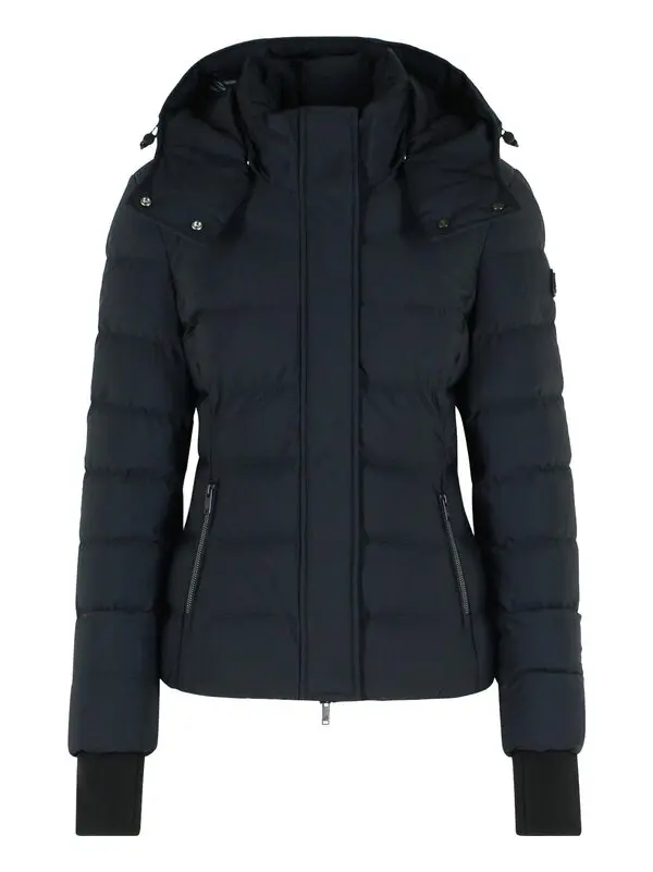 Moose Knuckles Hooded Logo Patch Jacket - Black