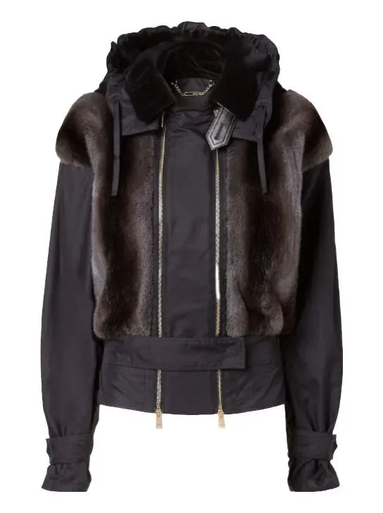 Fendi Mink And Gabardine Blouson - Black