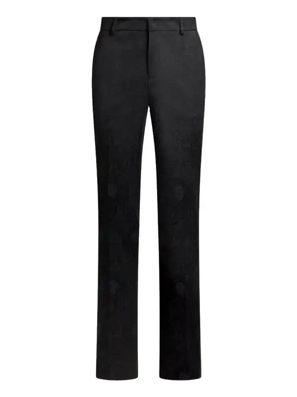 Etro Cotton-blend Jacquard Trousers With Damask-motif - Black