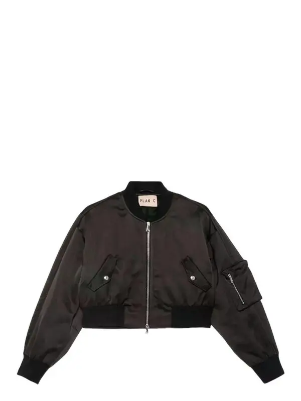 Plan C Zip-fastening Bomber Jacket - Black