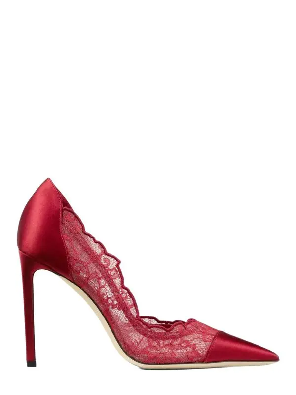 JIMMY CHOO Brigitte Lace-panel Pumps - Red