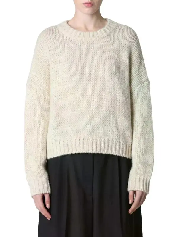 ROBERTO COLLINA Chunky-knit Drop-shoulder Sweater - Neutrals