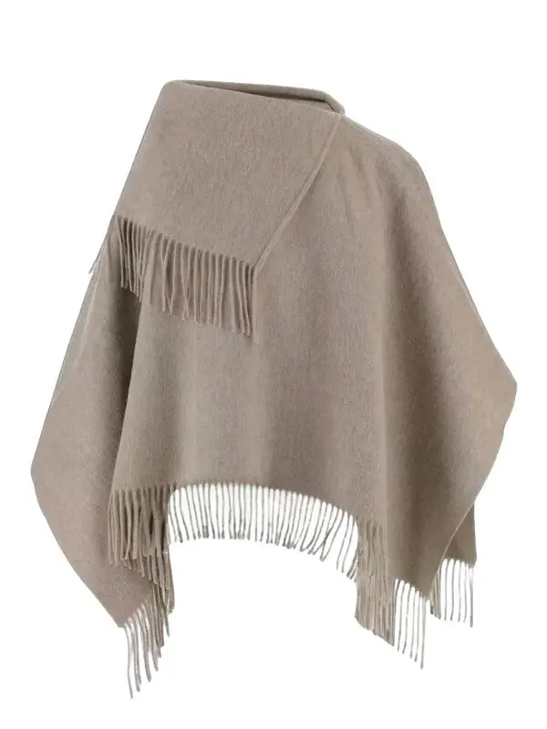 BY MALENE BIRGER Turtma Fringed Wool Poncho - Neutrals