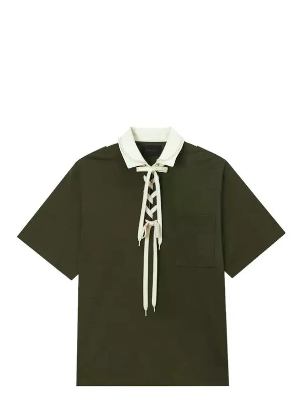 Simone Rocha Lace-up Polo Shirt - Green