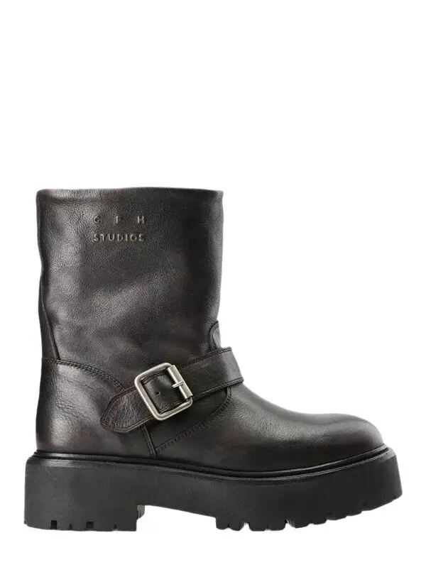 COPENHAGEN  Buckle-detail Leather Boots - Brown